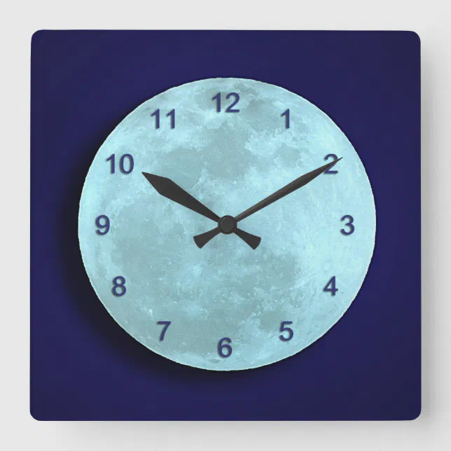 Blue Full Moon Wall Clock | Zazzle