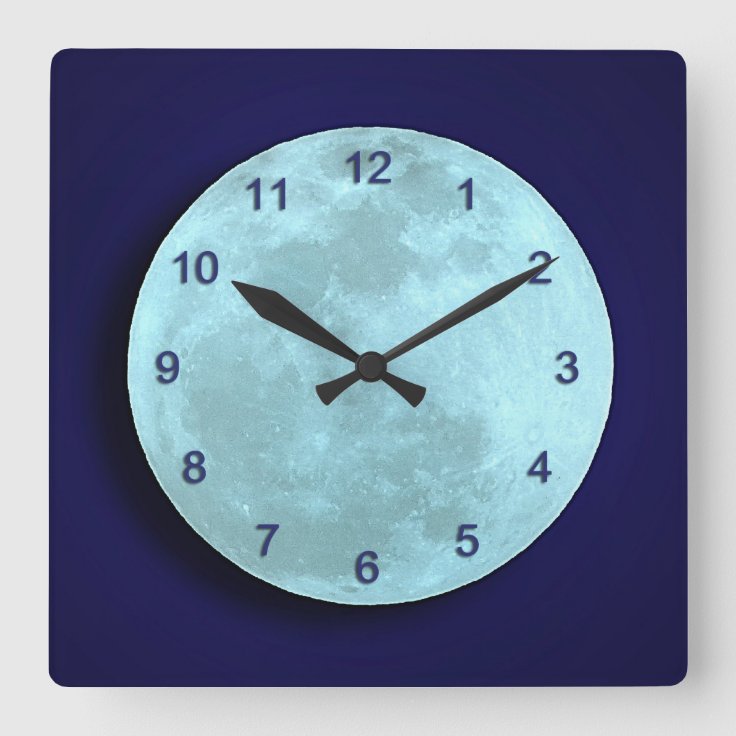 Blue Full Moon Wall Clock | Zazzle