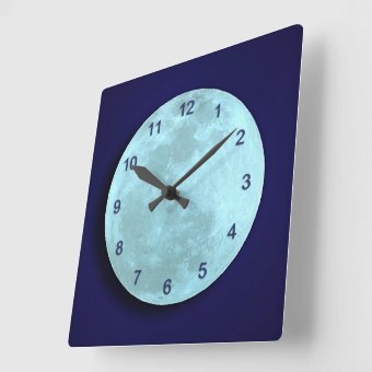 Blue Full Moon Wall Clock | Zazzle