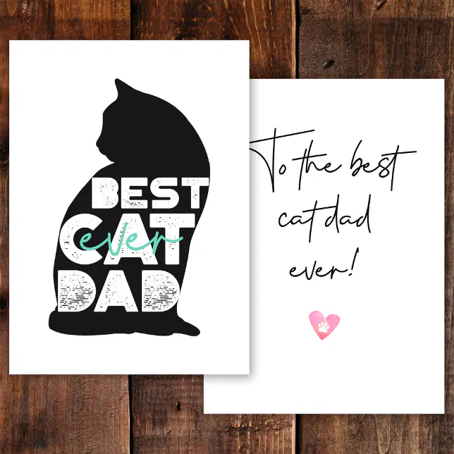 Blue Funny Father's Day Best Cat Dad Ever Holiday Card | Zazzle