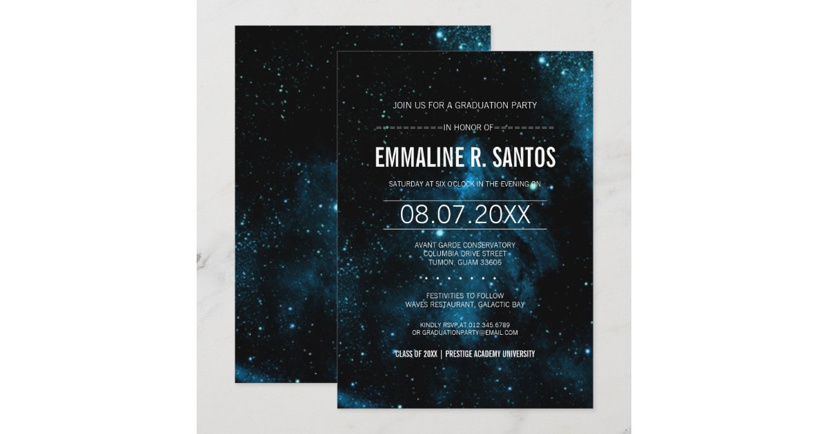 Blue Galaxy Graduation Party Invite | Zazzle