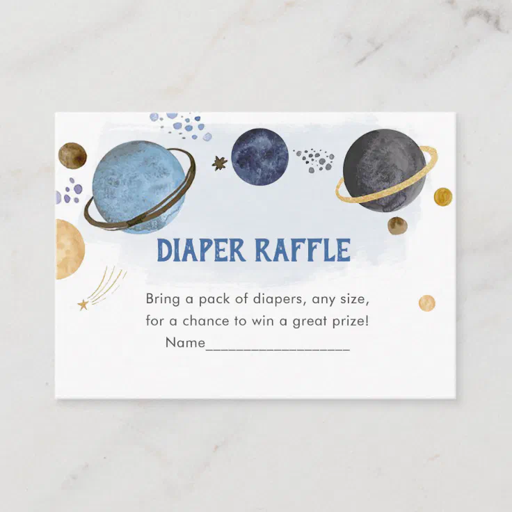 Blue Galaxy Space Baby Shower Diaper Raffle Enclosure Card | Zazzle