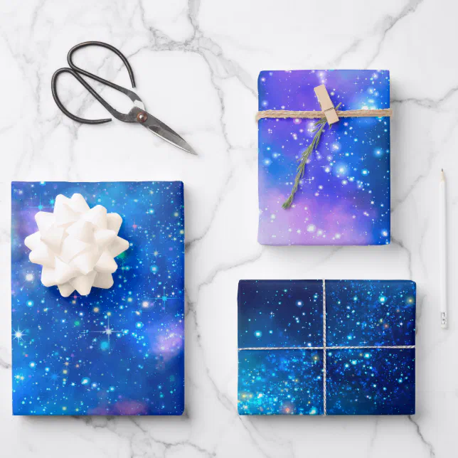 Blue Galaxy Stars Universe Wrapping Paper Sheets | Zazzle
