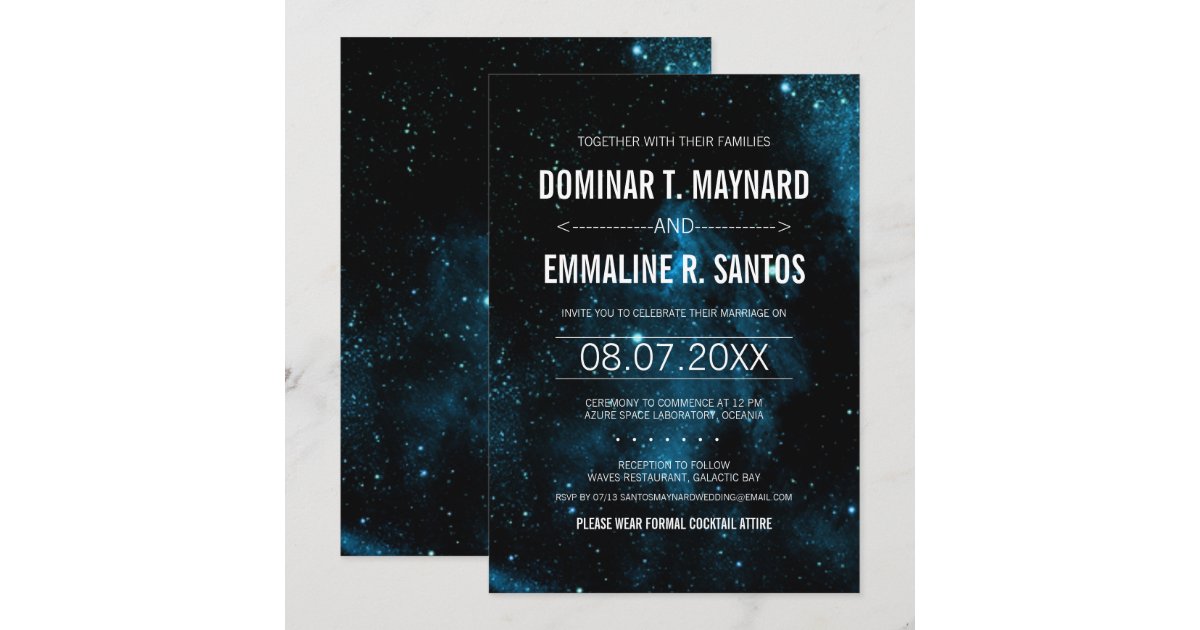 Blue Galaxy Wedding Invitation | Zazzle