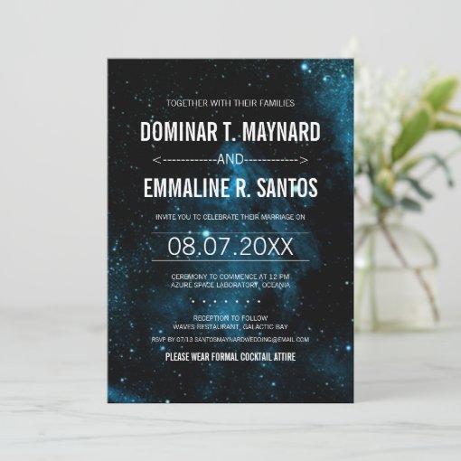 Blue Galaxy Wedding Invitation | Zazzle