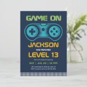 Blue Gaming Video Games Gamer Boy Birthday Invitation | Zazzle