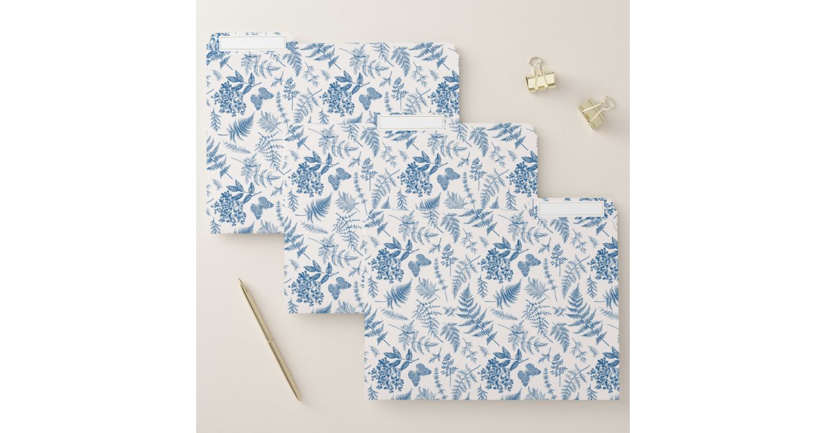 Blue Garden Butterfly & Floral Garden Pattern File Folder | Zazzle