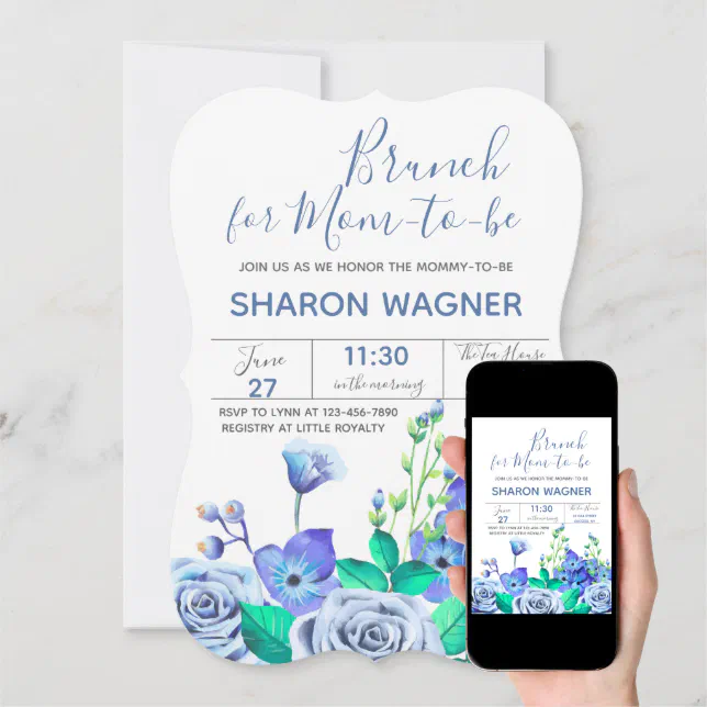 Blue Garden Flowers Invitation | Zazzle