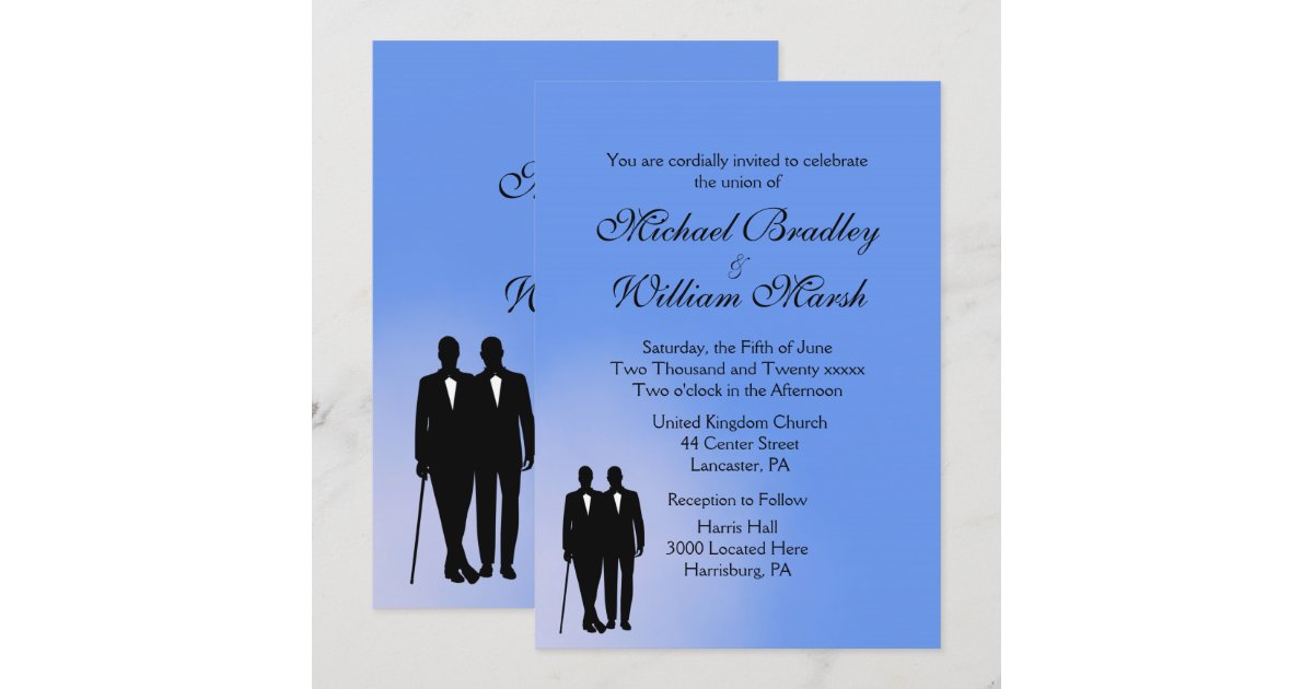 Blue Gay Wedding Invitation | Zazzle