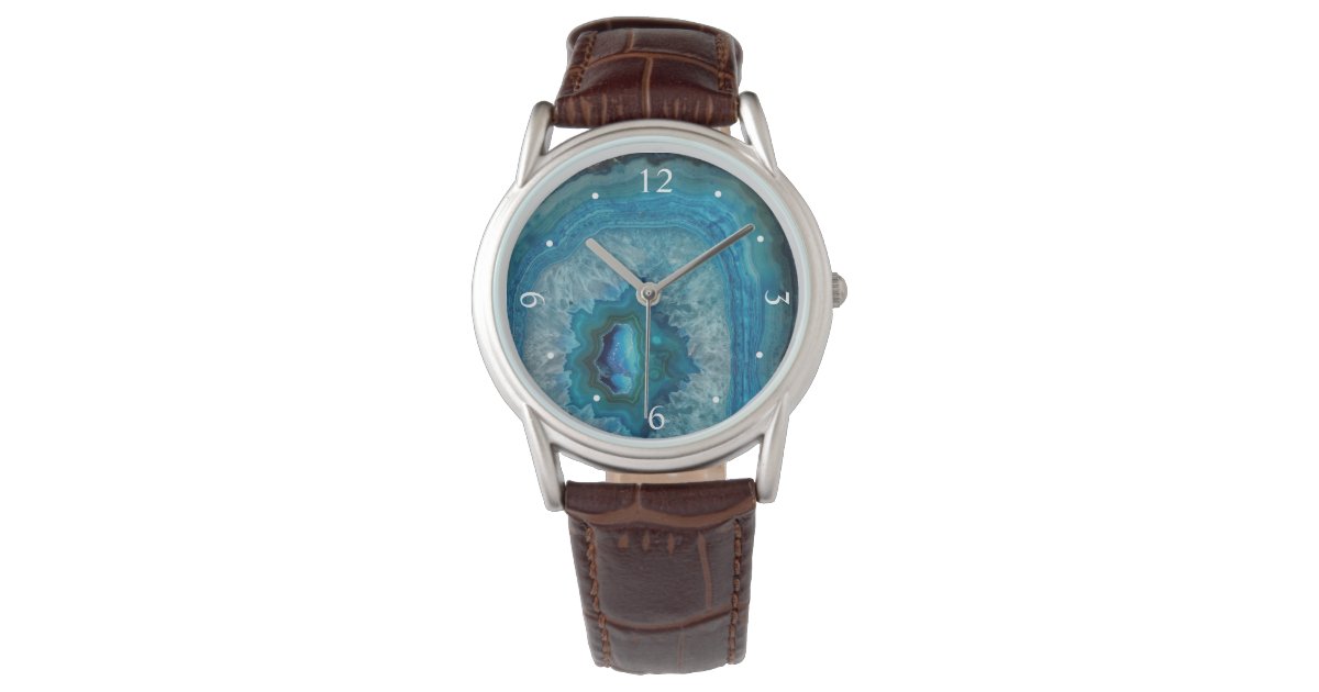Blue Geode Rock Mineral Agate Crystal Image Watch | Zazzle
