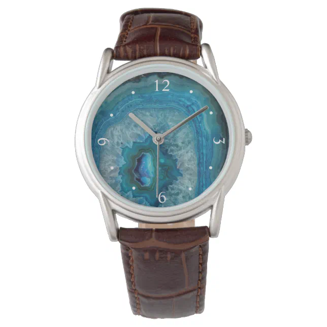 Blue Geode Rock Mineral Agate Crystal Image Watch | Zazzle