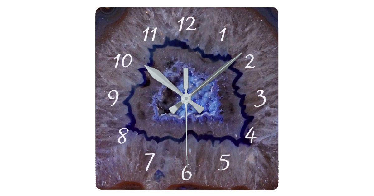 Blue Geodes Faux Stone Gem Clock | Zazzle.com