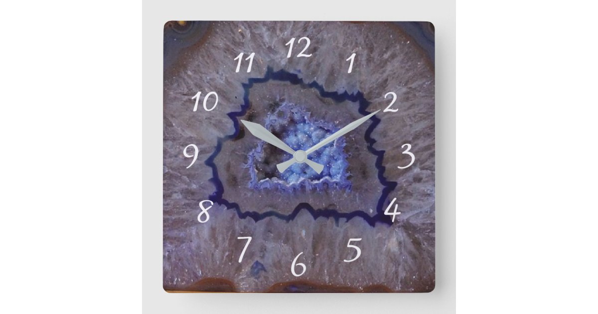 Blue Geodes Faux Stone Gem Clock | Zazzle