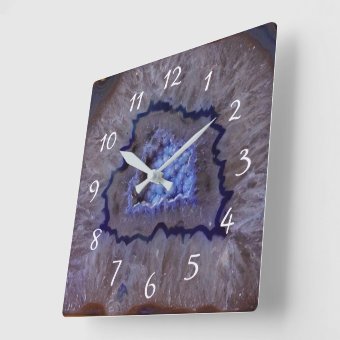 Blue Geodes Faux Stone Gem Clock | Zazzle