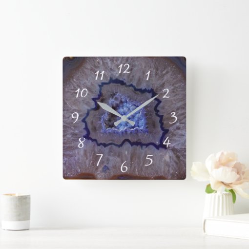 Blue Geodes Faux Stone Gem Clock | Zazzle