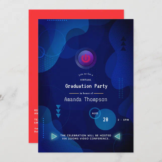 Blue Geometric Virtual Graduation Party Invitation | Zazzle