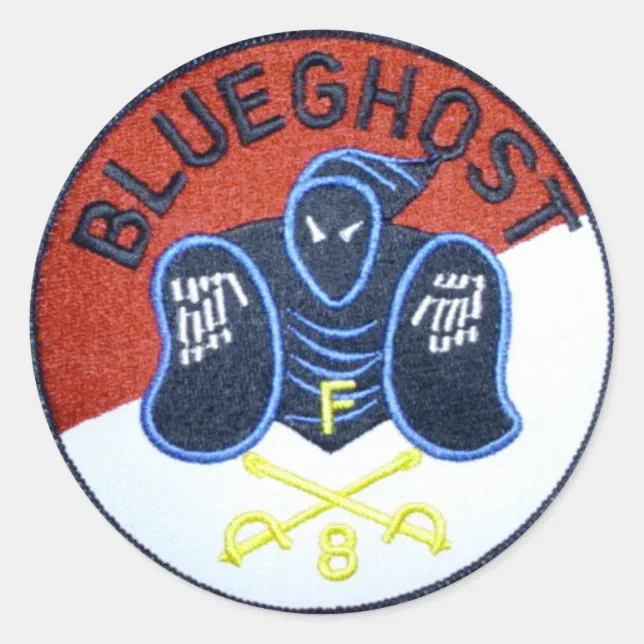 Blue Ghost patch sticker | Zazzle