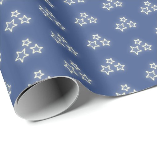 Blue Gift Wrap with Pattern Stars | Zazzle