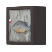blue gill and fishing lures and hook keepsake box | Zazzle