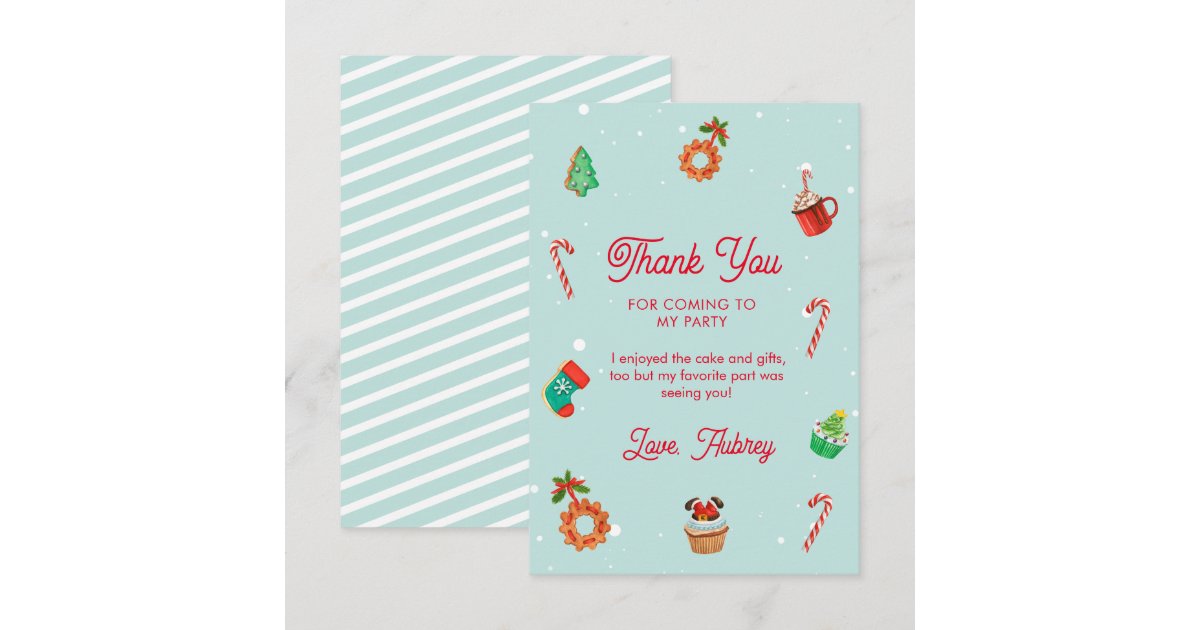 Blue Gingerbread House Christmas Birthday Thank You Card | Zazzle