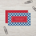 Blue Gingham and Red Business Card | Zazzle