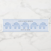 Blue Gingham Baby Boy Elephant Baby Shower Water Bottle Label | Zazzle