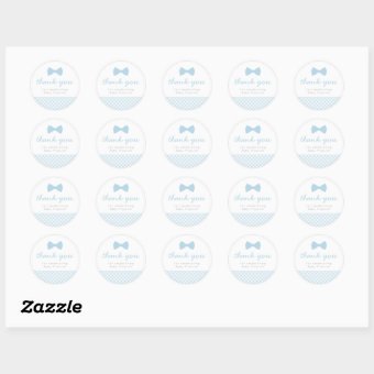 Blue gingham baby shower sticker | Zazzle