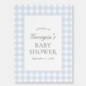 Blue Gingham Boy Baby Shower Welcome Sign | Zazzle
