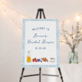 Blue Gingham Brunch Bridal Shower Fun Welcome Sign | Zazzle