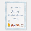 Blue Gingham Brunch Bridal Shower Fun Welcome Sign | Zazzle