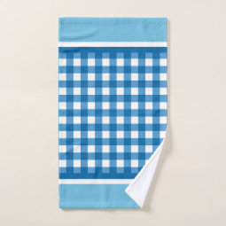 Blue Gingham Check Bath Towel Set | Zazzle