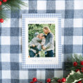 Blue Gingham Christmas Photo Holiday Card | Zazzle