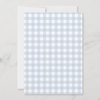 Blue gingham classic baby boy shower invitation | Zazzle