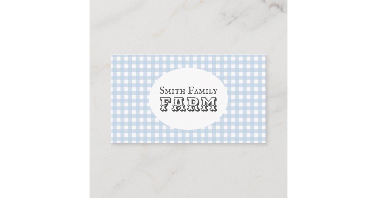 Blue Gingham Country Farm Shabby Chic Business Card | Zazzle