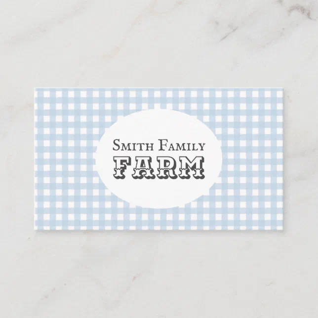 Blue Gingham Country Farm Shabby Chic Business Card | Zazzle