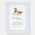 Blue Gingham Duck Baby Shower Welcome Sign | Zazzle