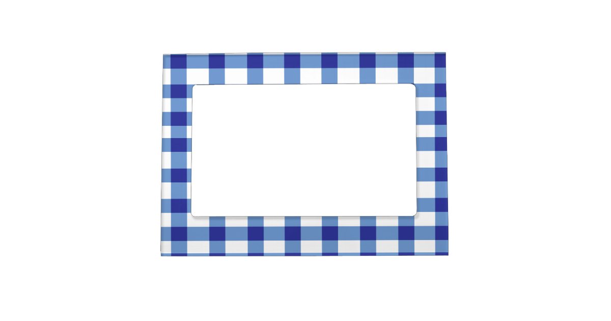 Blue Gingham Magnetic Picture Frame | Zazzle