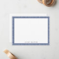 Blue gingham pattern personalized Stationery Note Card | Zazzle