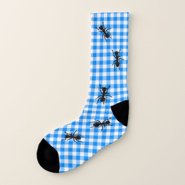 Blue Gingham Picnic Ant Socks | Zazzle.com