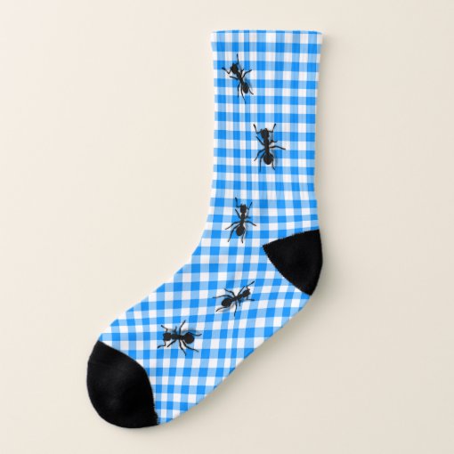 Blue Gingham Picnic Ant Socks | Zazzle