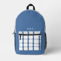 Blue Gingham Plaid Personalized Name Initials Printed Backpack | Zazzle