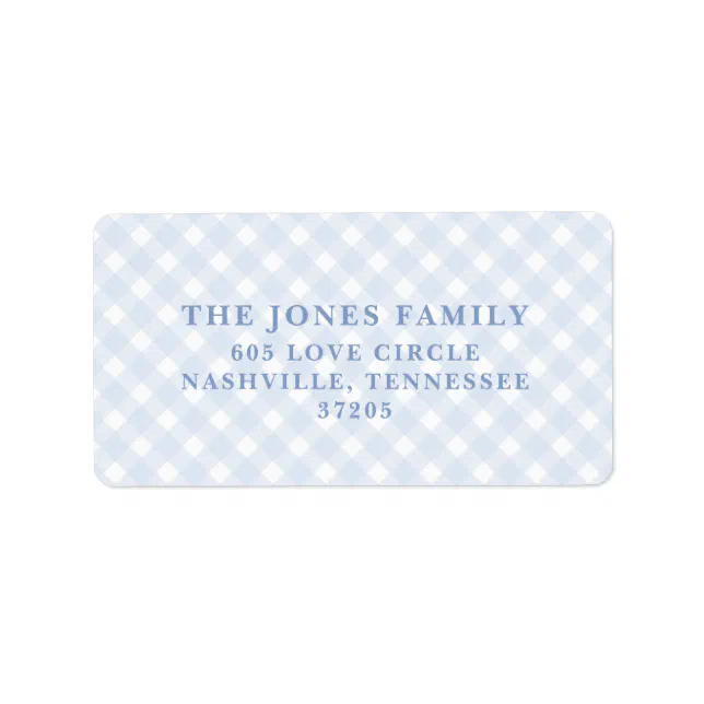 Blue gingham return address labels | Zazzle