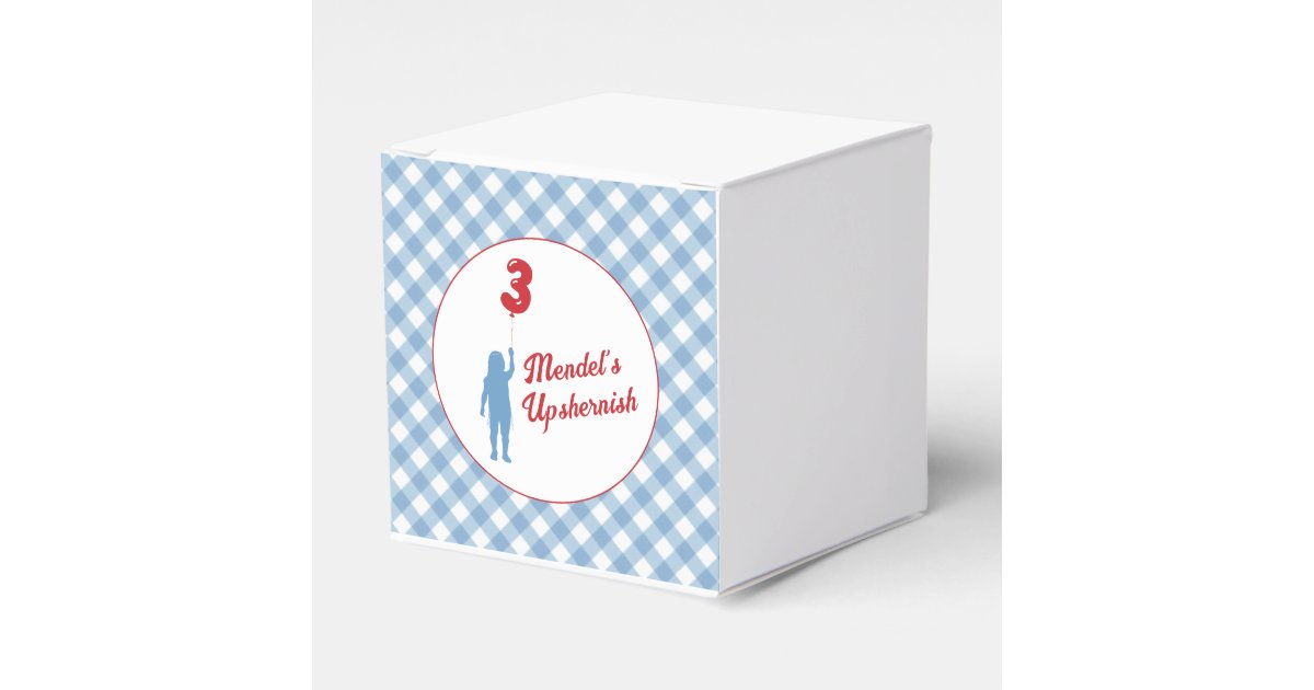 Blue Gingham Upsherin Paper Plates Favor Boxes | Zazzle