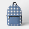 Blue Gingham Watercolor Personalized Name Initials Printed Backpack ...