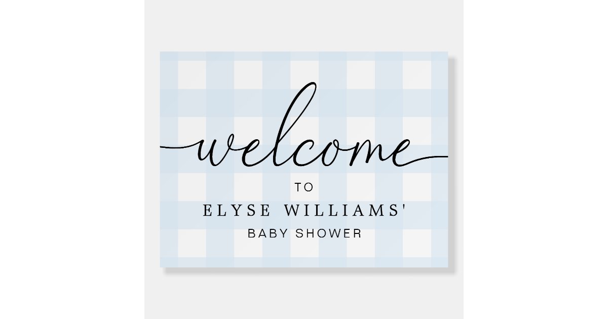 Blue Gingham Welcome Foam Board Sign | Zazzle