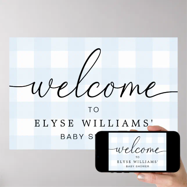 Blue Gingham Welcome Sign | Zazzle