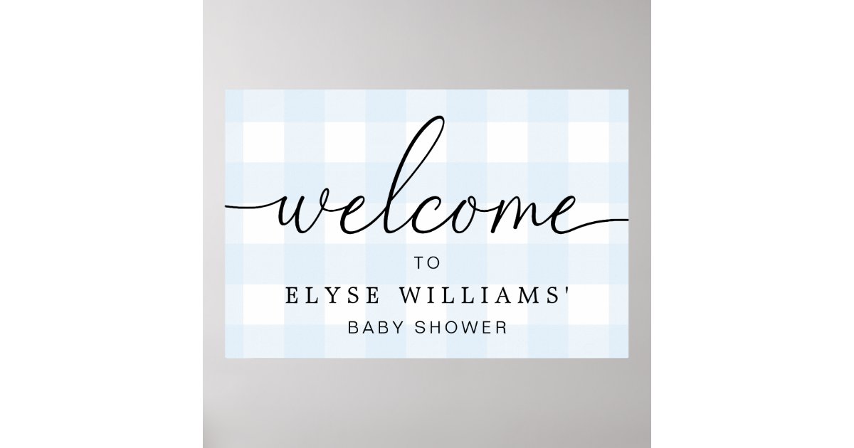 Blue Gingham Welcome Sign | Zazzle
