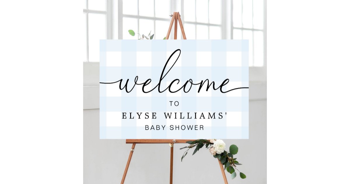 Blue Gingham Welcome Sign | Zazzle