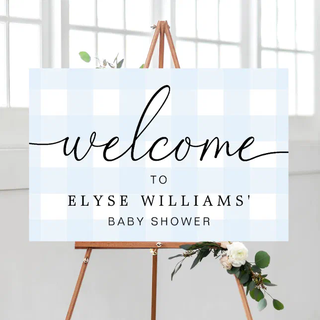 Blue Gingham Welcome Sign | Zazzle