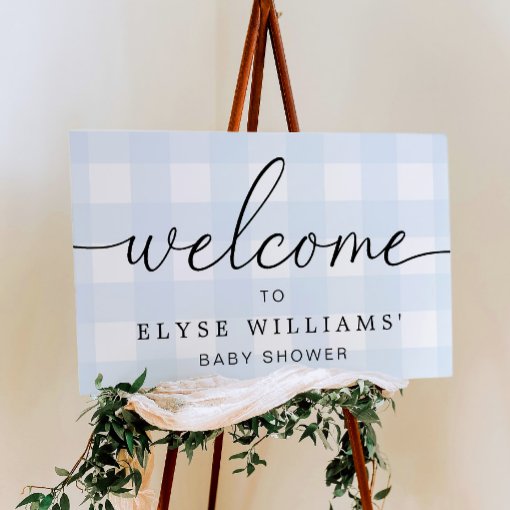 Blue Gingham Welcome Sign | Zazzle